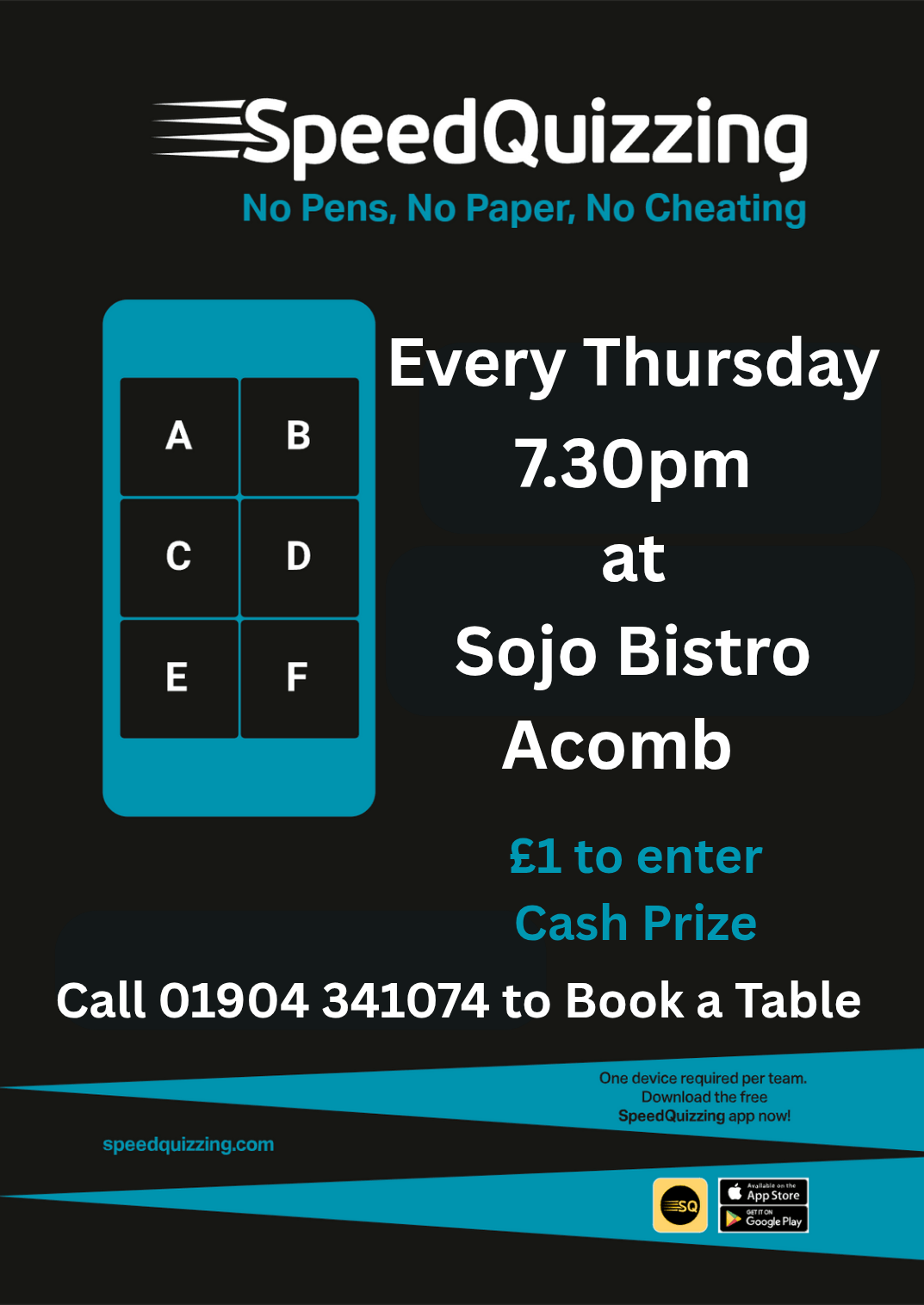 Speedquizzing Every Thursday at 7:30pm - Sojo Bistro